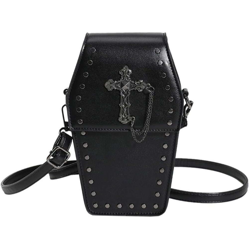Goth Coffin Purse Small Clutch Halloween Party Crossb… - Gem